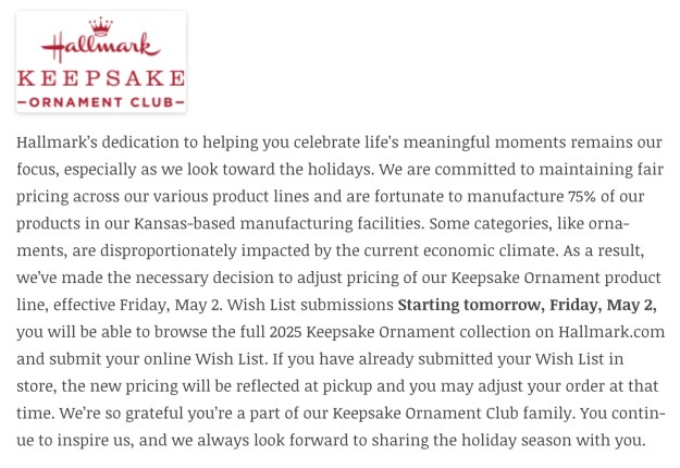 Price Increases Due to New Tariffs | Hallmark Star Trek Ornaments